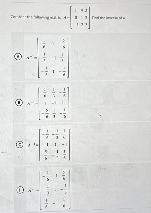 Solved Consider the following matrix: \\( | Chegg.com