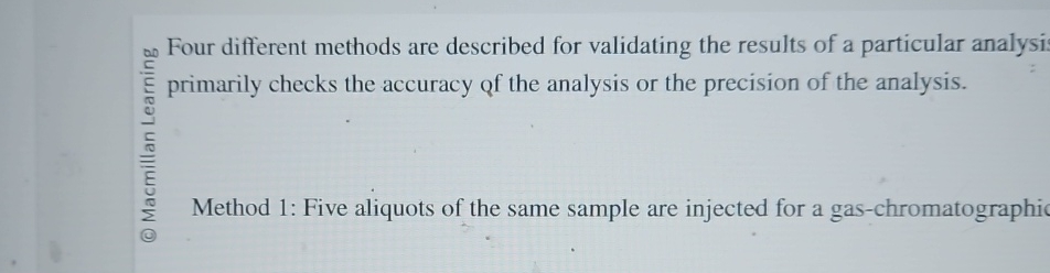 Solved Four different methods are described for validating | Chegg.com