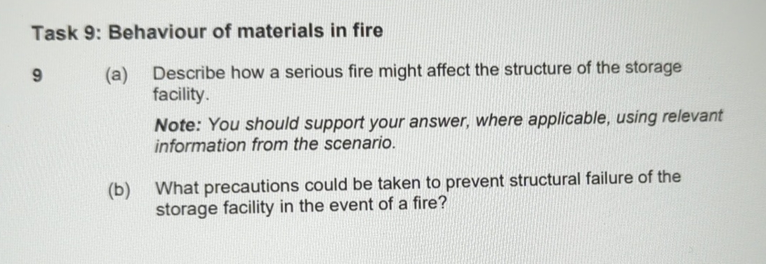 Task 9: Behaviour of materials in fire9(a) ﻿Describe | Chegg.com