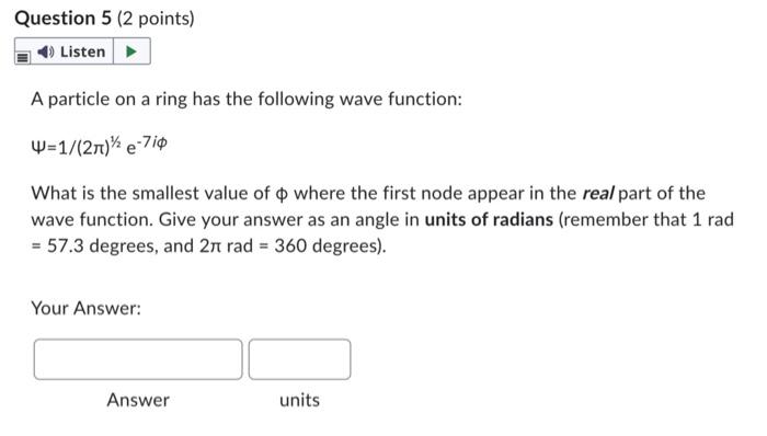 Solved A particle on a ring has the following wave function: | Chegg.com