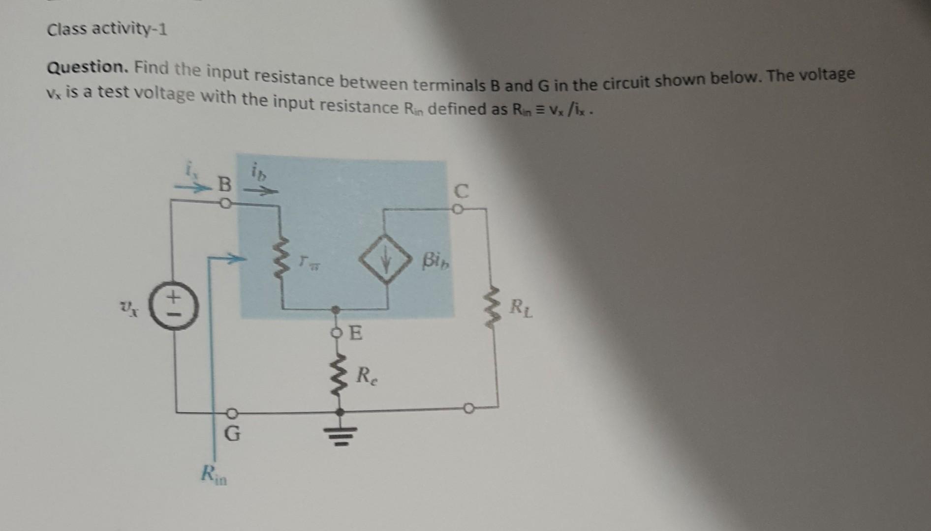 Solved Question. Find the input resistance between terminals | Chegg.com