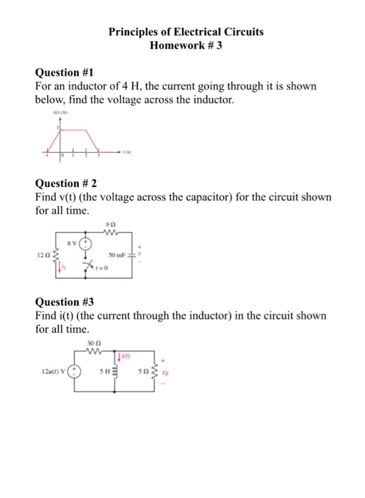 Solved Principles of Electrical Circuits Homework #3 | Chegg.com