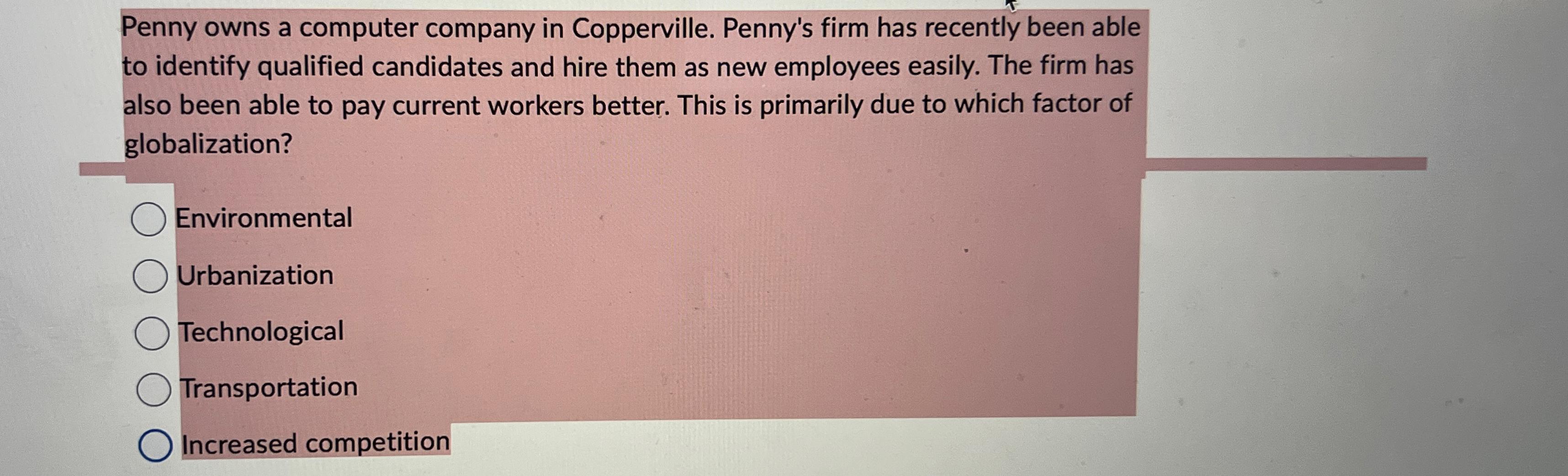 Solved Penny owns a computer company in Copperville. Penny's | Chegg.com