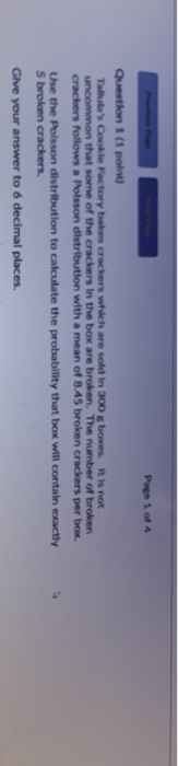 Solved Page 1 of 4 Question 1 (1 point) Tula's Cookie | Chegg.com