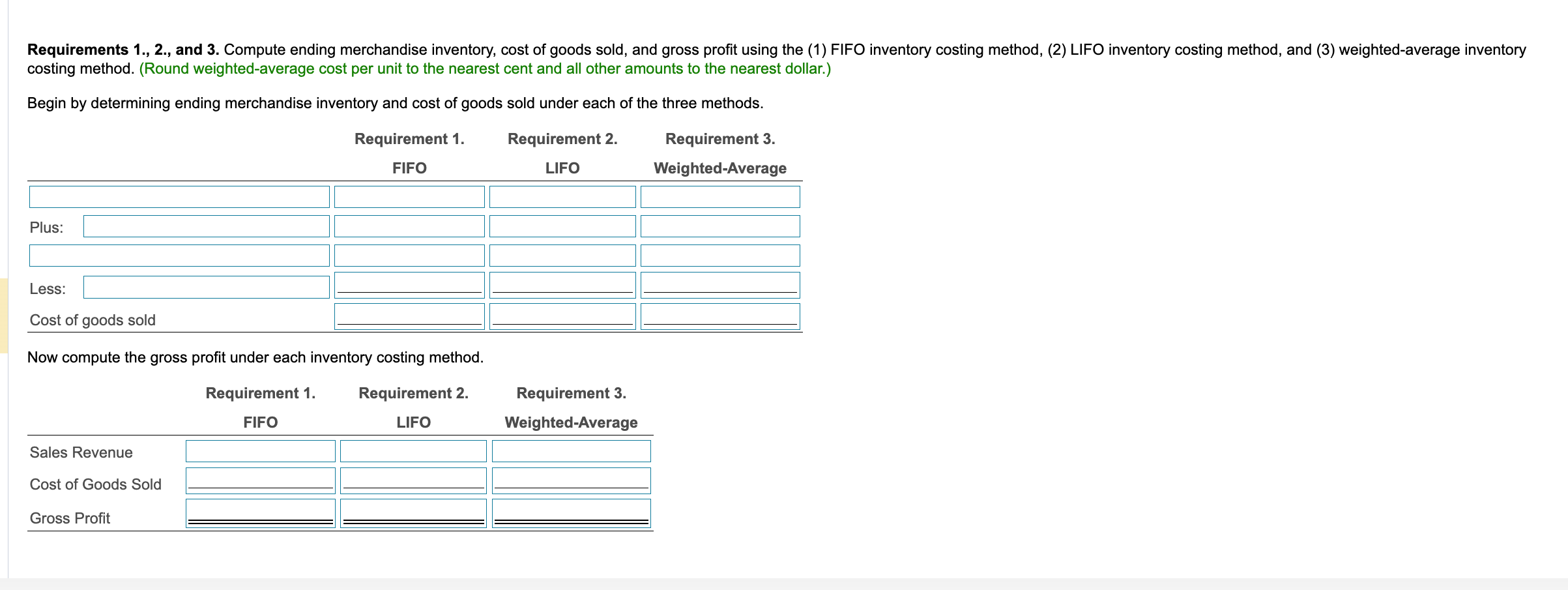 Solved costing method. (Round weighted-average cost per unit | Chegg.com