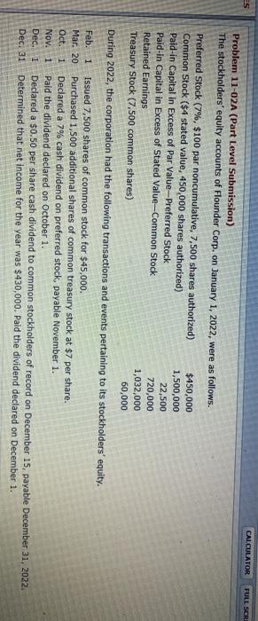 Solved CALCULATOR FULL SCR Problem 11-02A (Part Level | Chegg.com