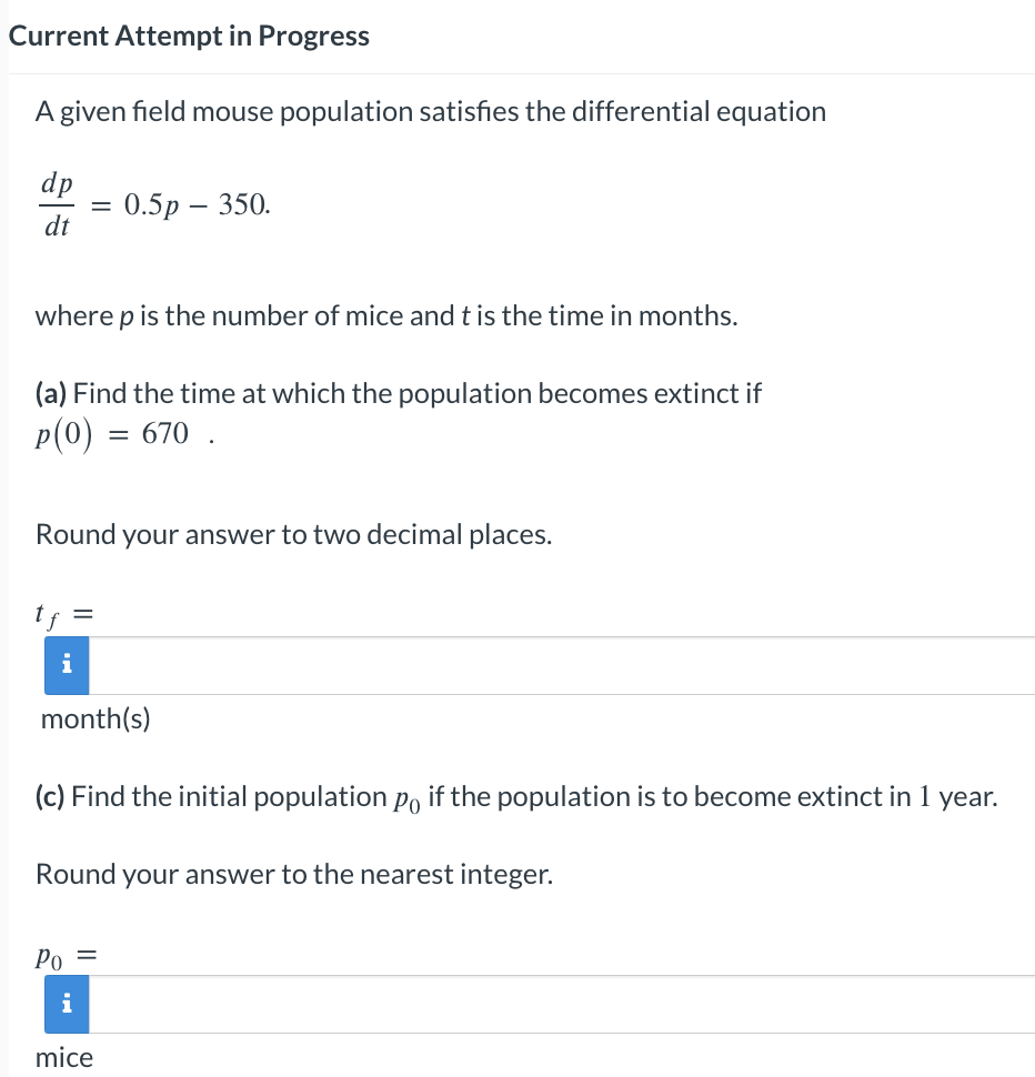 Solved Current Attempt in ProgressA given field mouse | Chegg.com
