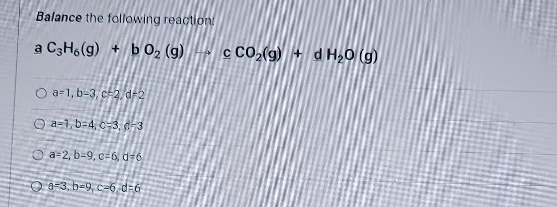 Solved Balance the following reaction:a | Chegg.com