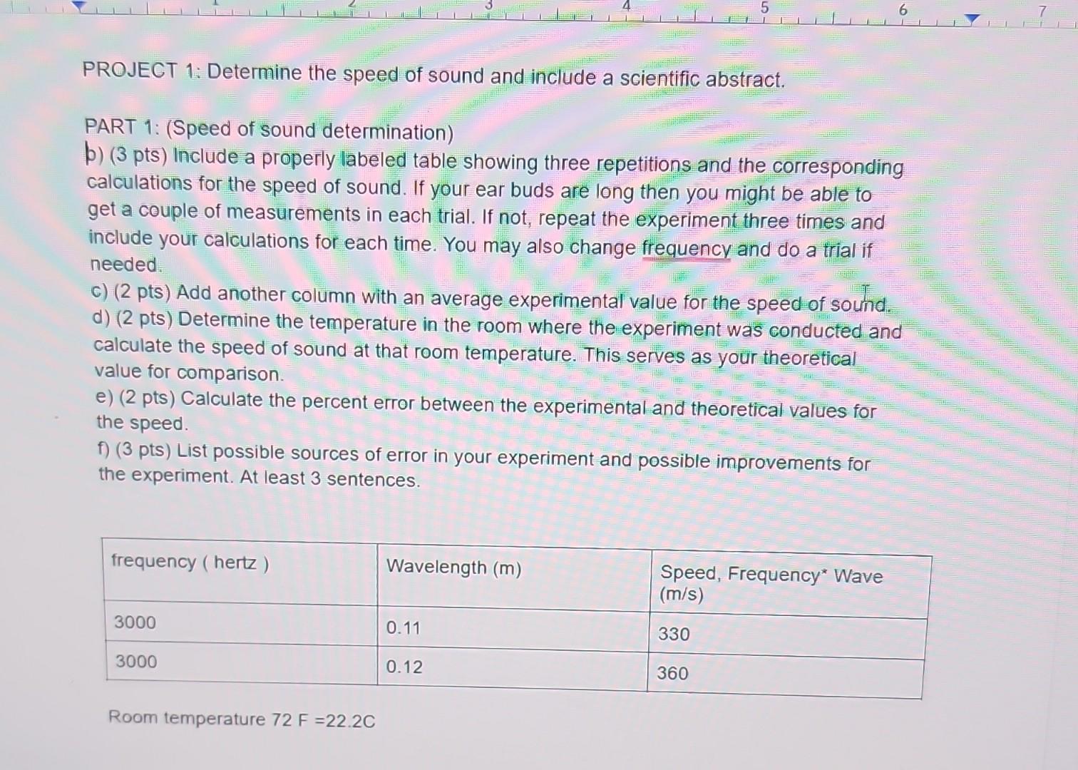 Solved PROJECT 1: Determine the speed of sound and include a | Chegg.com