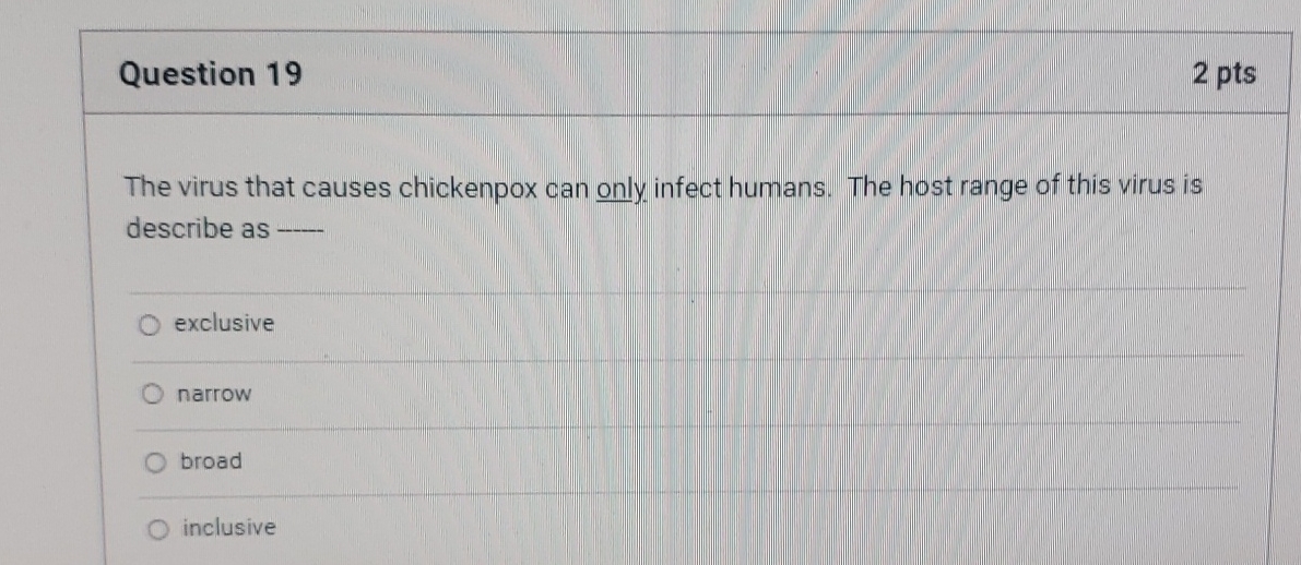 Solved Question 192 ﻿ptsThe virus that causes chickenpox can | Chegg.com