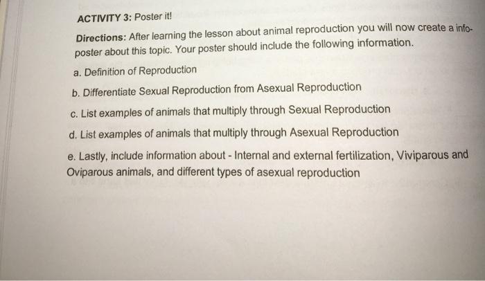 Solved ACTIVITY 3: Poster it! Directions: After learning the | Chegg.com