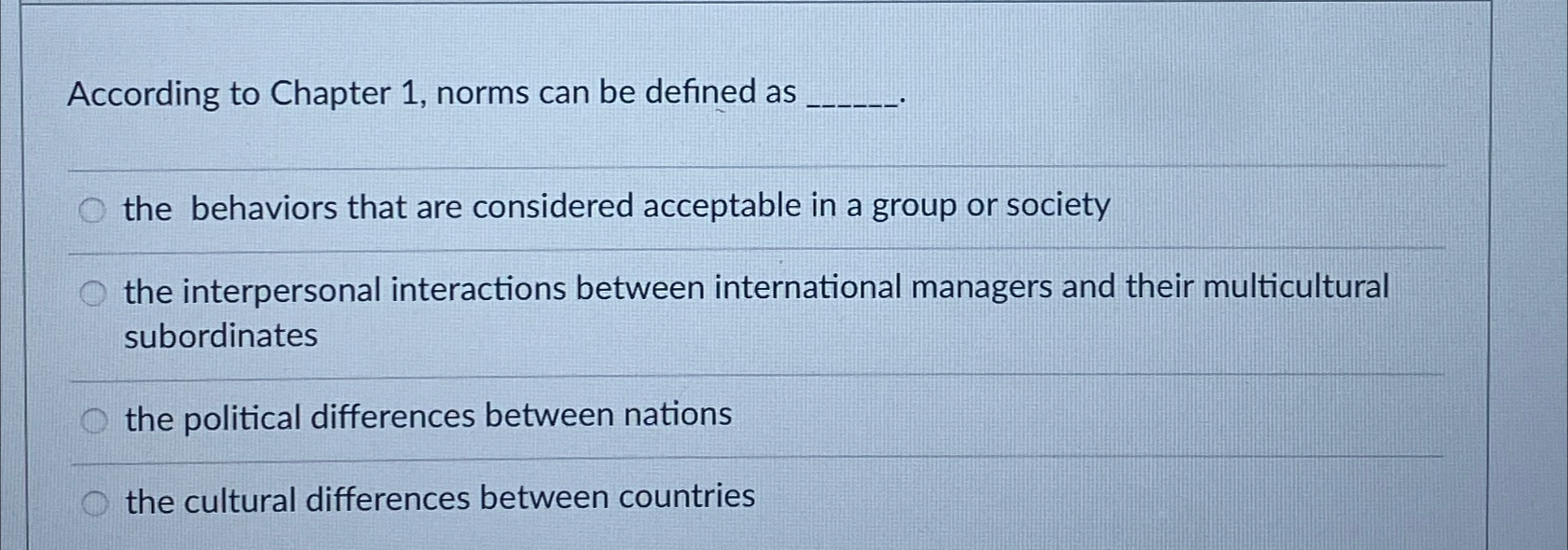 Solved According to Chapter 1, ﻿norms can be defined asthe | Chegg.com