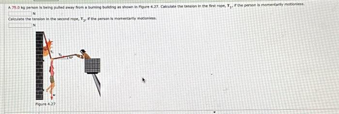 Solved A 75.0 kg person is being pulled away from a burning | Chegg.com