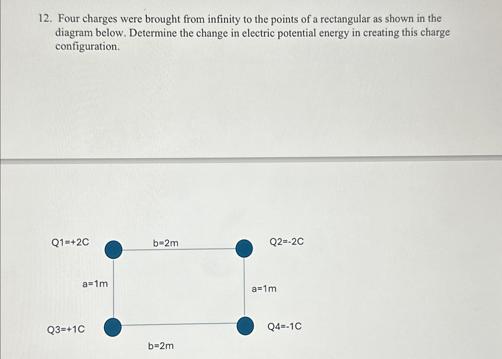 Solved Four charges were brought from infinity to the points | Chegg.com