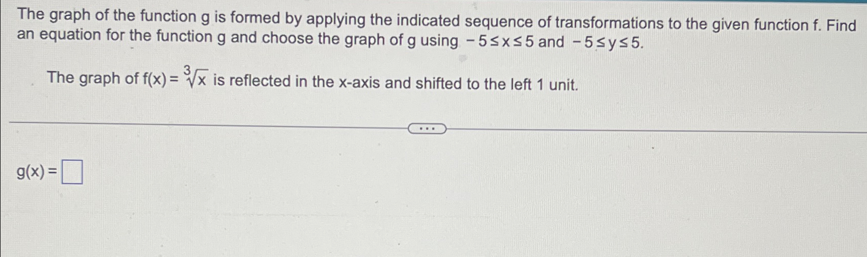 Solved The graph of the function g ﻿is formed by applying | Chegg.com
