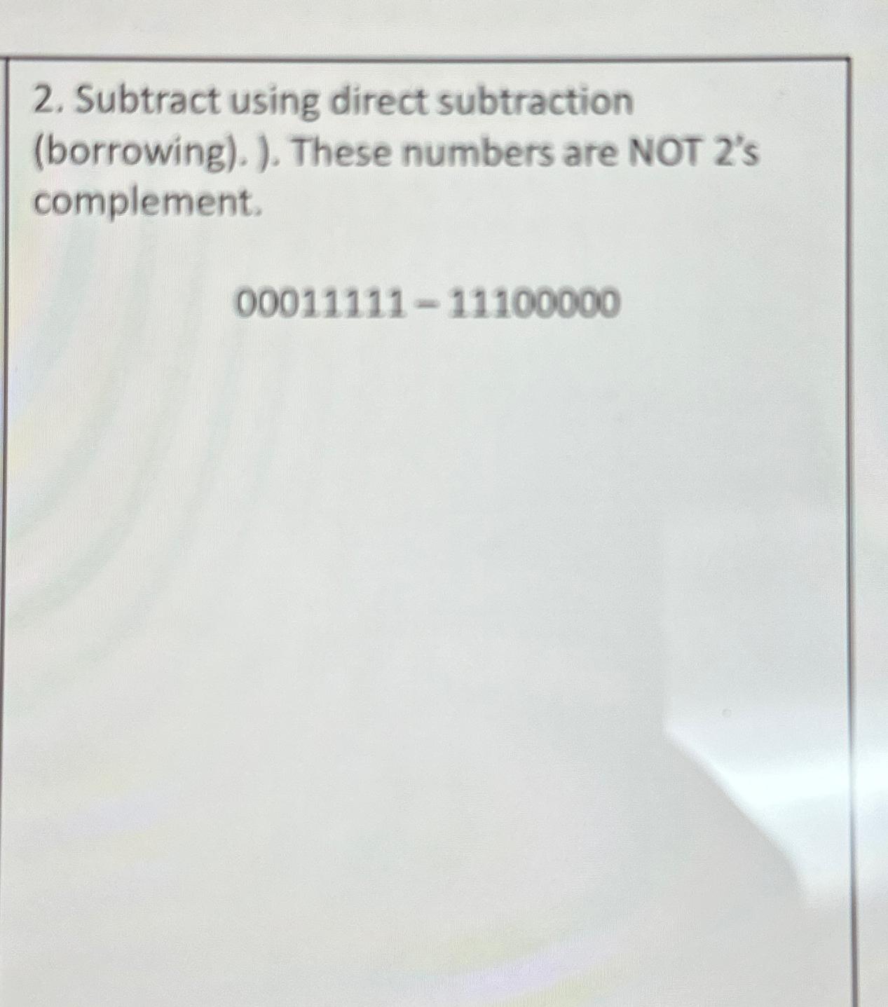 Solved Subtract using direct subtraction (borrowing). ). | Chegg.com