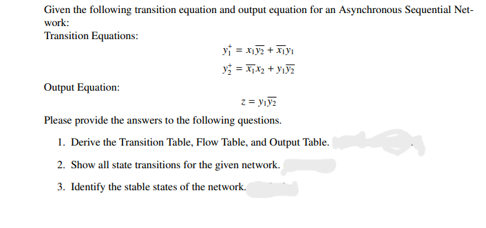 Solved Given the following transition equation and output | Chegg.com