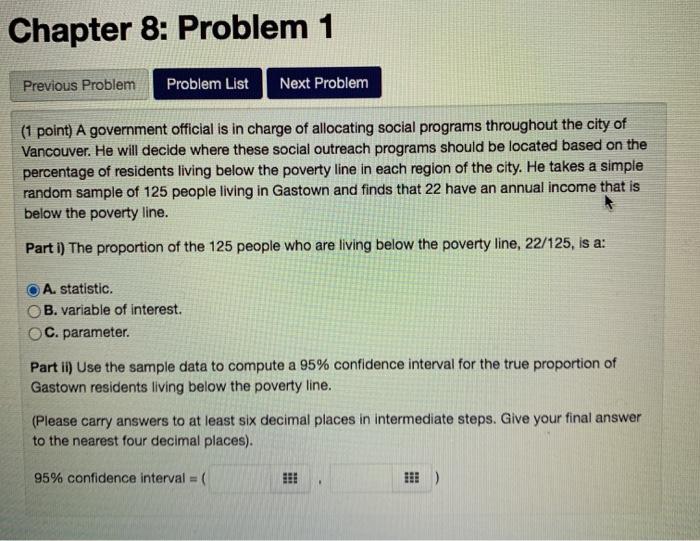 Solved Chapter 8: Problem 1 Previous Problem Problem List | Chegg.com