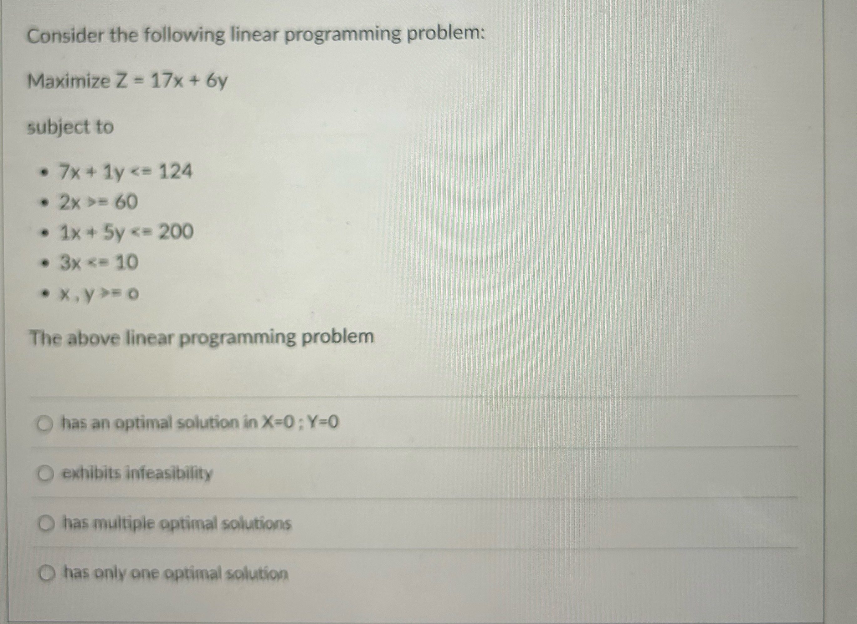 Solved Consider the following linear programming | Chegg.com