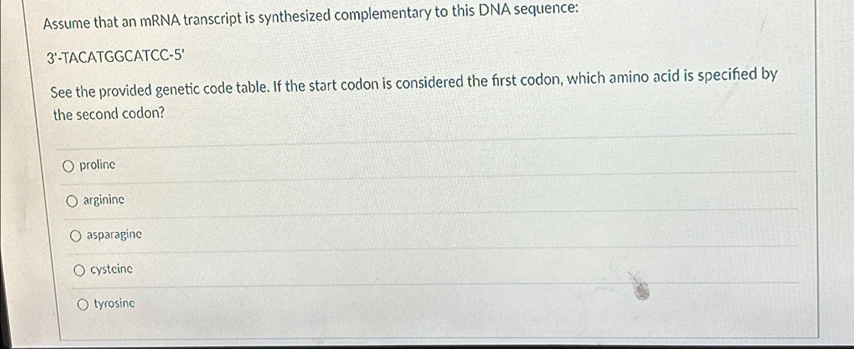 Solved Assume that an mRNA transcript is synthesized | Chegg.com