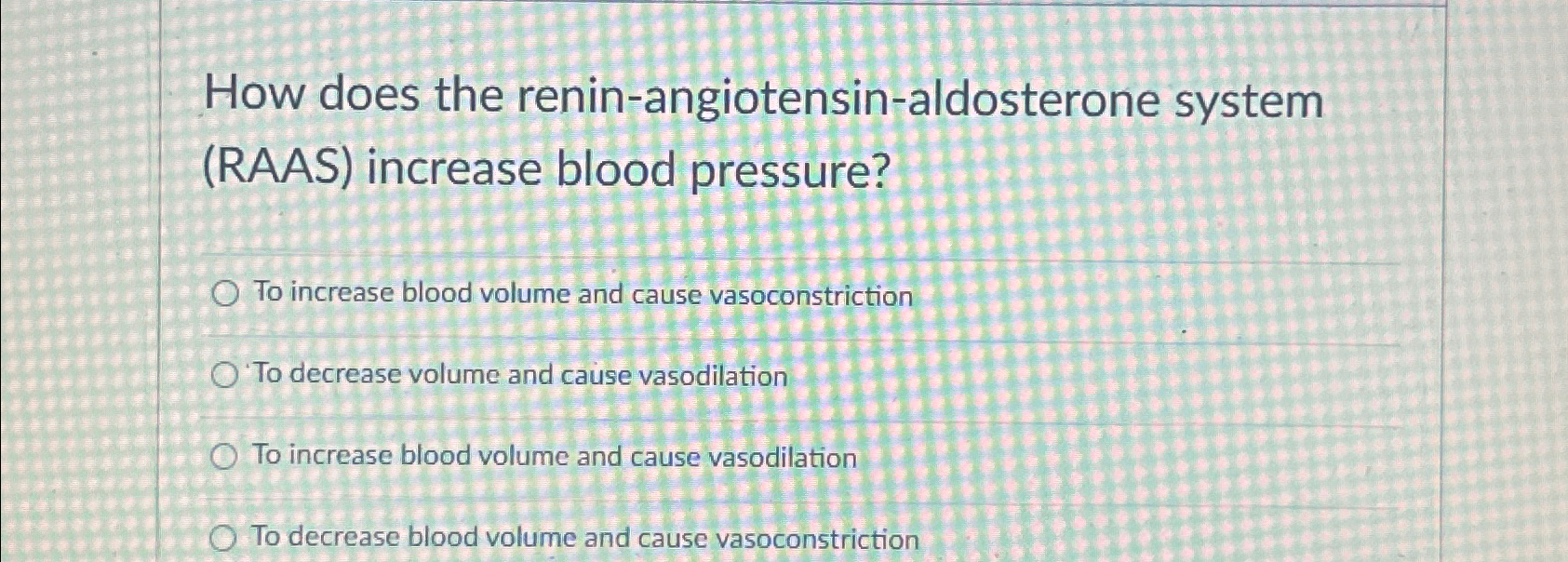 Solved How does the renin-angiotensin-aldosterone system | Chegg.com