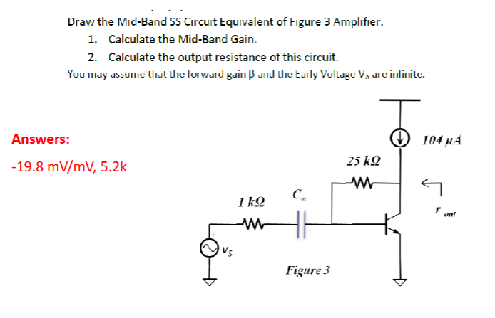 Draw the Mid-Band SS ﻿Circuit Equivalent of ﻿Figure 3 | Chegg.com