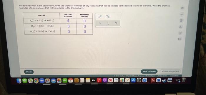 Solved Some chemical reactants are listed in the table | Chegg.com