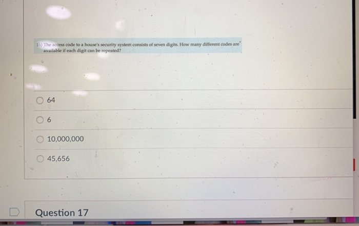 Solved 16) The access code to a house's security system | Chegg.com