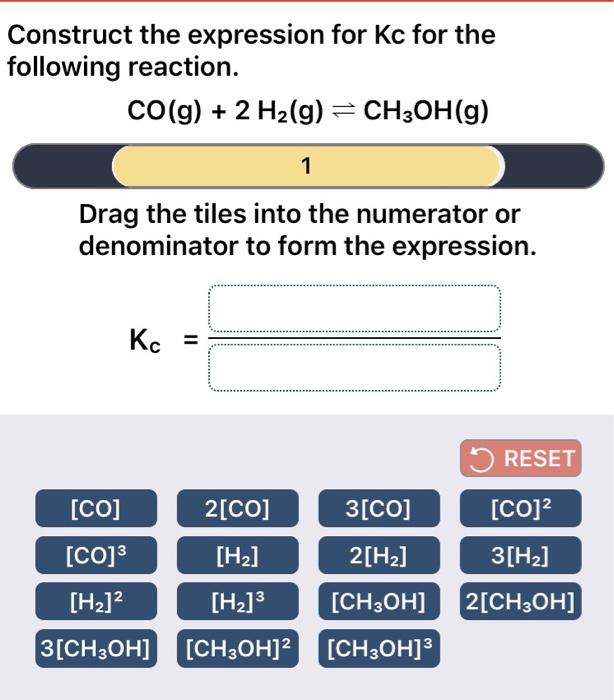 Solved Construct the expression for Kc for the following | Chegg.com