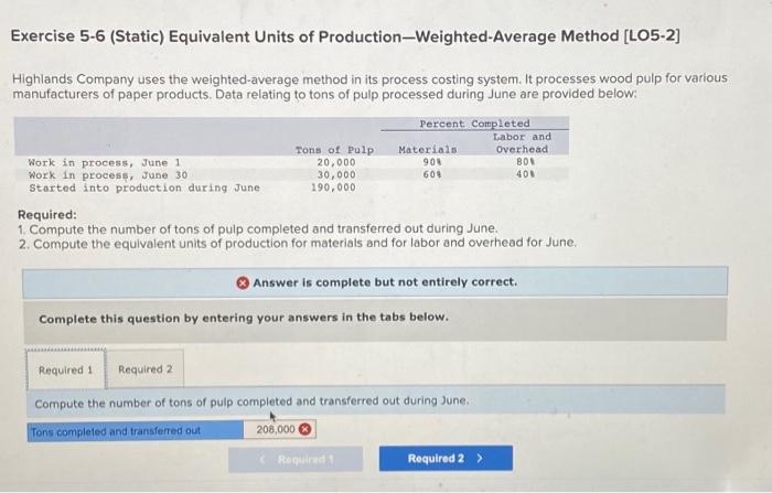 Solved Exercise 5-6 (Static) Equivalent Units of | Chegg.com