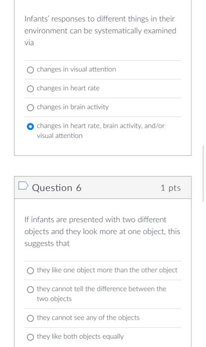Solved Infants' responses to different things in their | Chegg.com