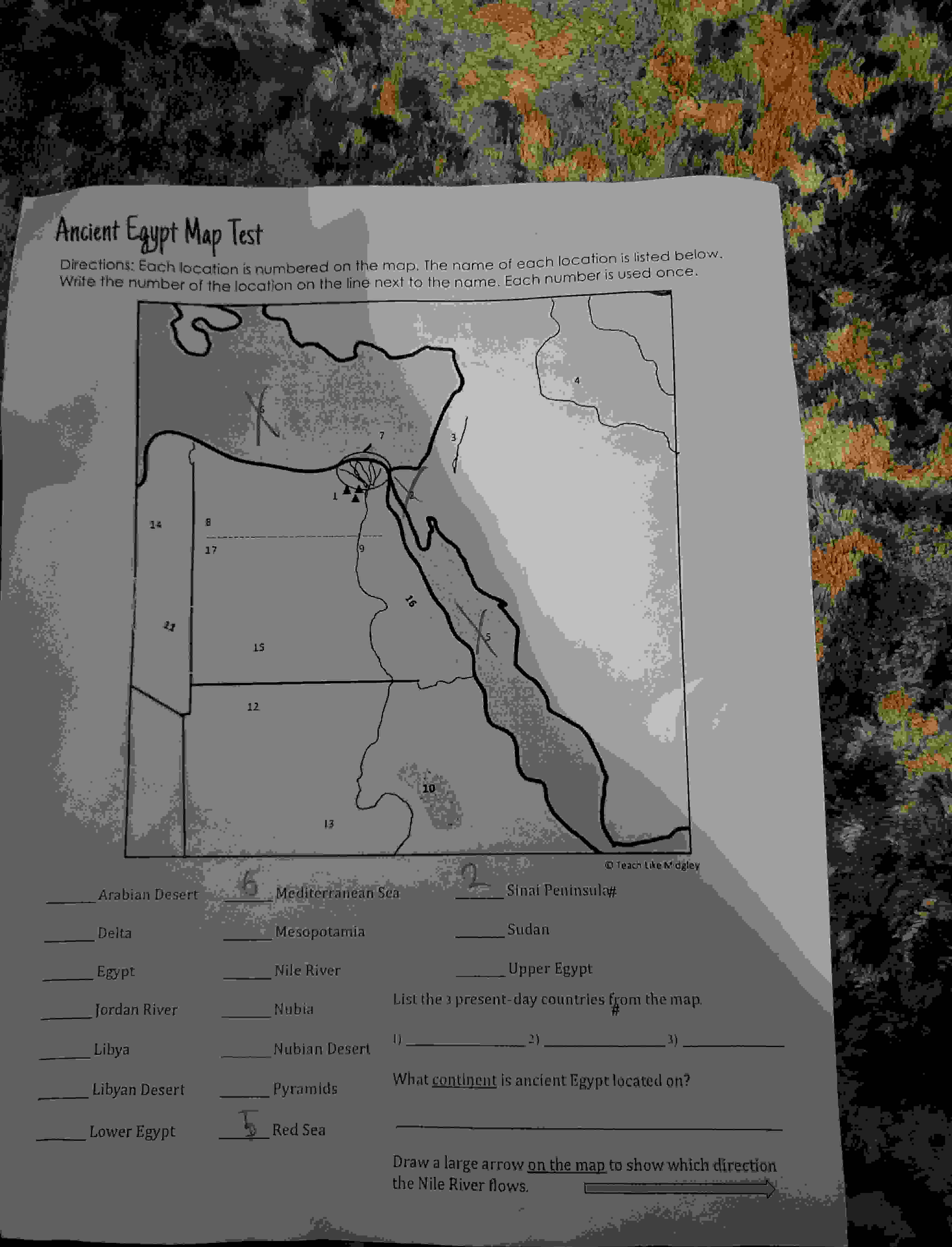 Solved Ancient Eqypt Map TestDirections: Each location is | Chegg.com