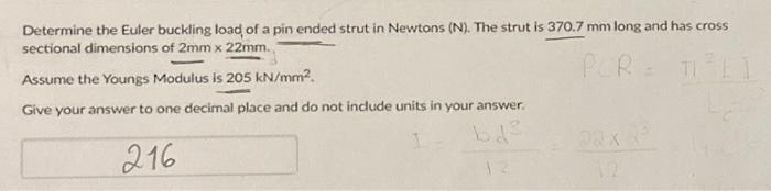 Solved Determine the Euler buckling load of a pin ended | Chegg.com