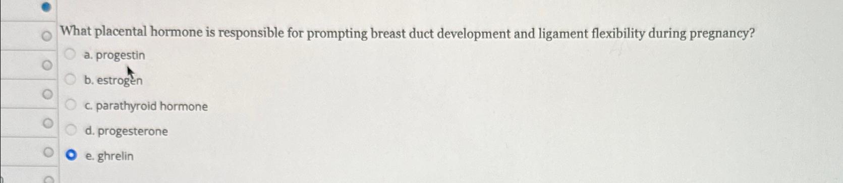 Solved What placental hormone is responsible for prompting | Chegg.com