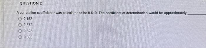 Solved A correlation coefficient r was calculated to be | Chegg.com