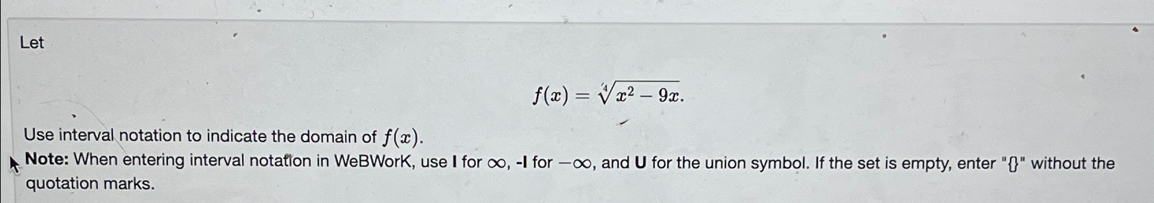 Solved Letf(x)=x2-9x4Use interval notation to indicate the | Chegg.com