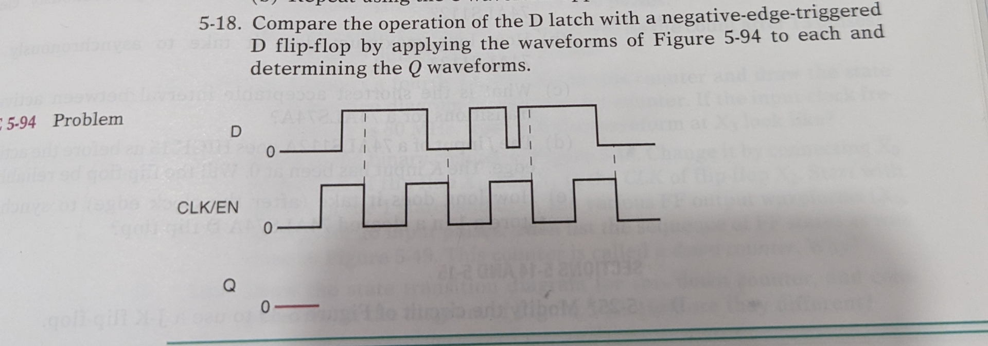 Solved 5-18. ﻿Compare the operation of the D ﻿latch with a | Chegg.com