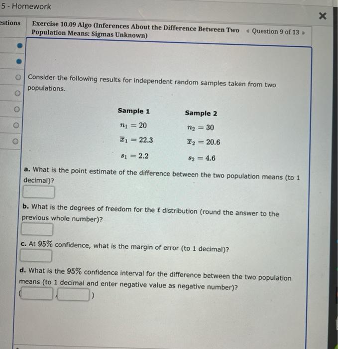 Solved 5 - Homework Х estions Exercise 10.09 Algo | Chegg.com