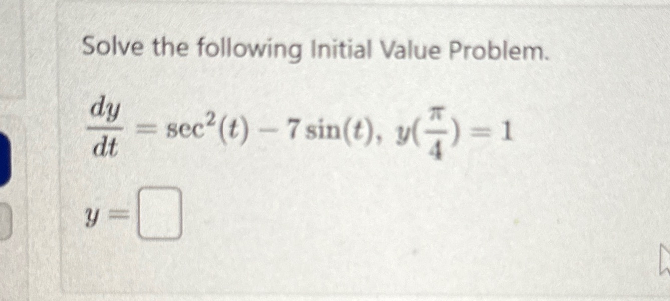 Solved Solve the following Initial Value | Chegg.com