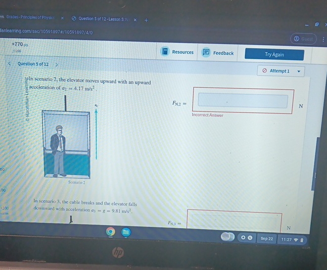 Solved In seenario 2, ﻿the elevator moves upward with an | Chegg.com