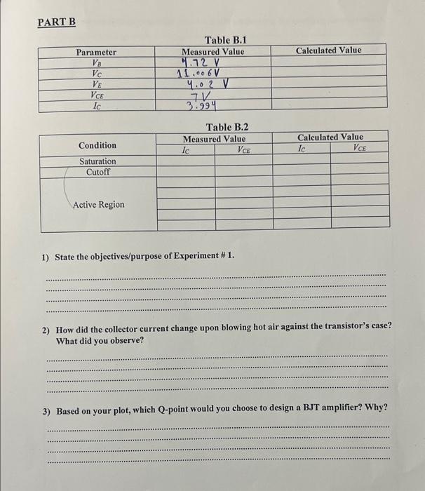 Solved Electronic circuits Lab : BJT Transistor voltage | Chegg.com
