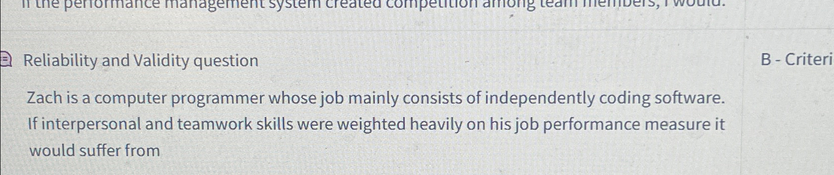 Solved Reliability and Validity questionB - ﻿CriteriZach is | Chegg.com
