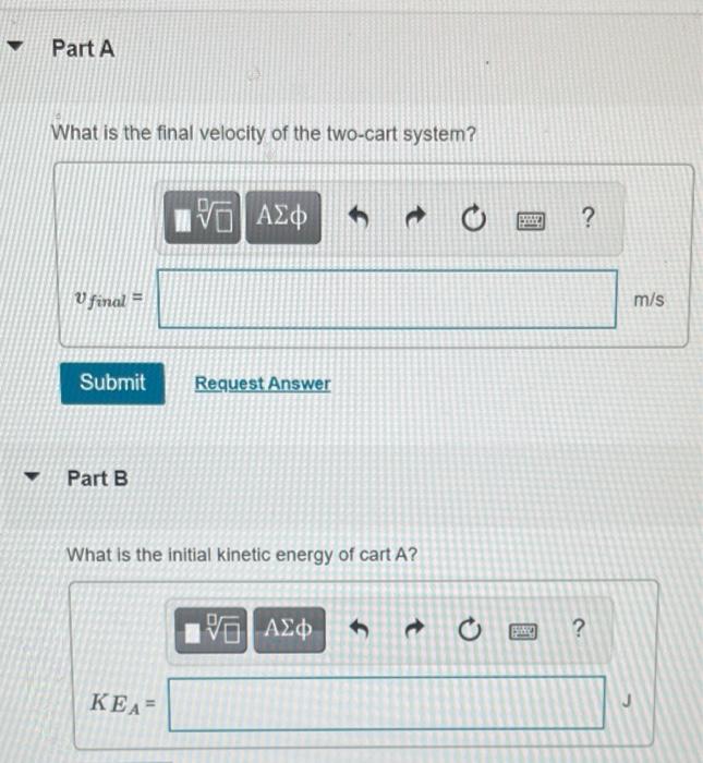 Solved Two carts are involved in an inelastic collision. | Chegg.com