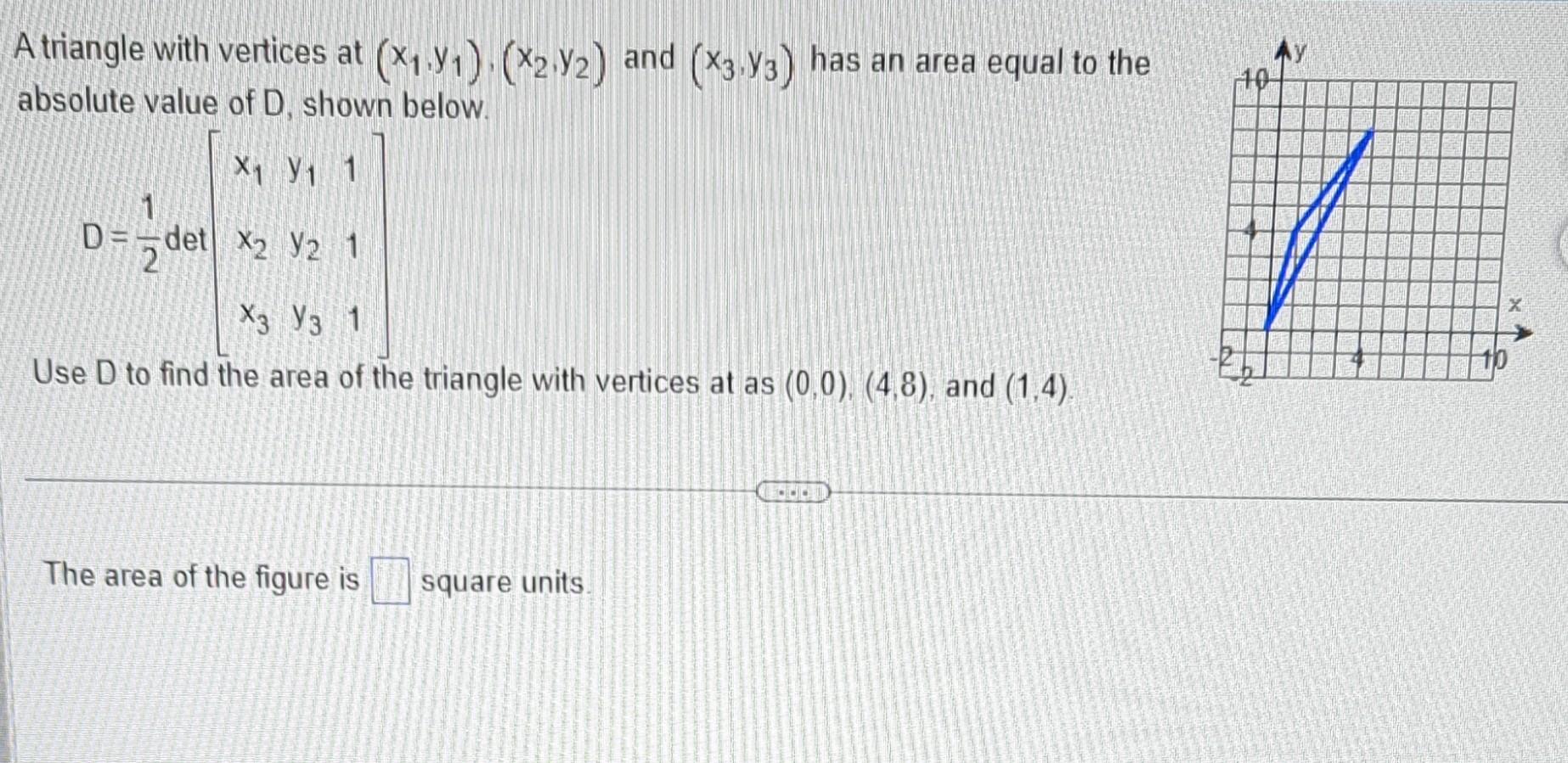 Solved A triangle with vertices at (x1,y1),(x2,y2) and | Chegg.com