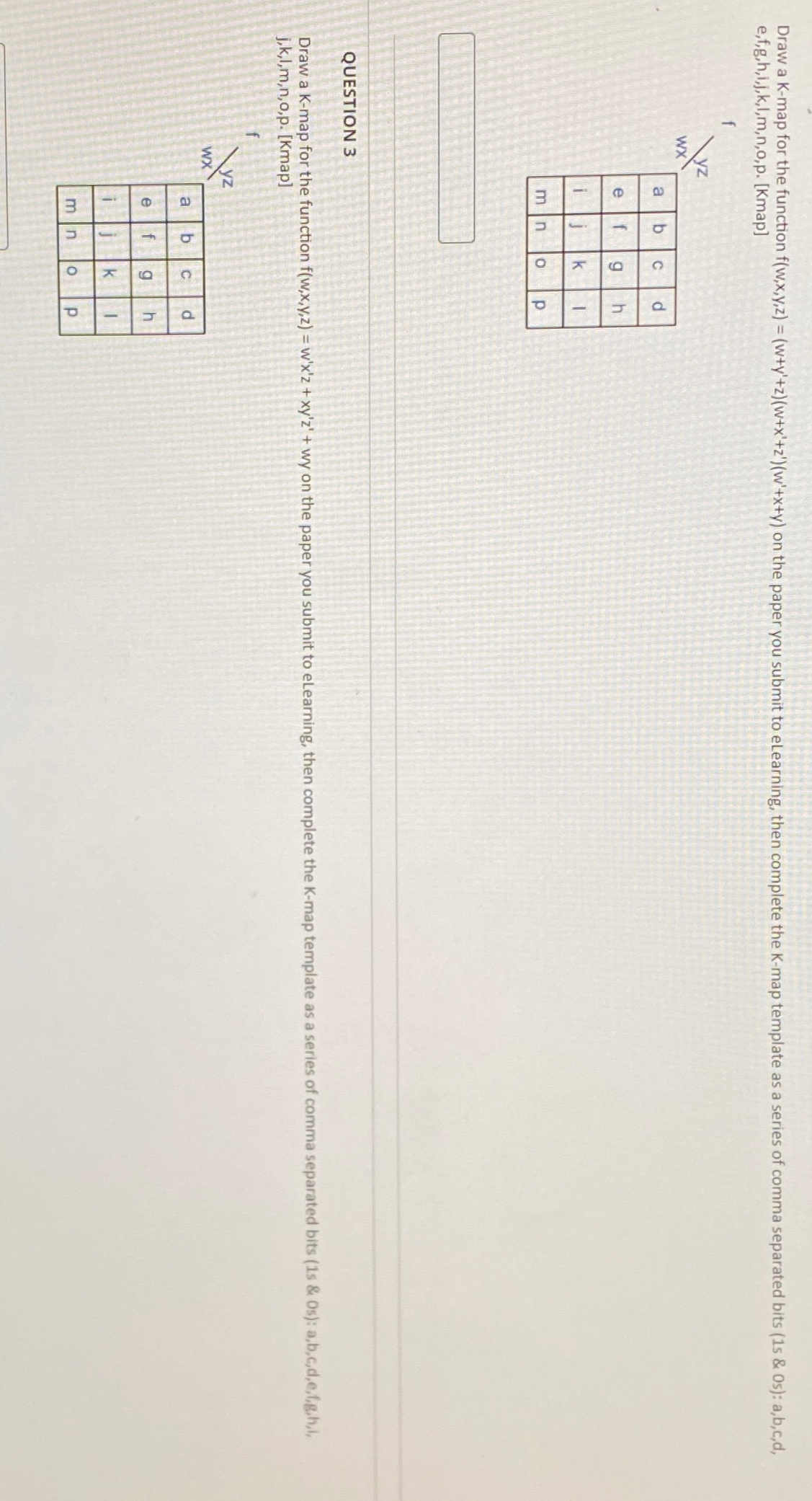 Solved e,f,g,h,i,j,k,l,m,n,o,p. [Kmap]QUESTION 3 | Chegg.com
