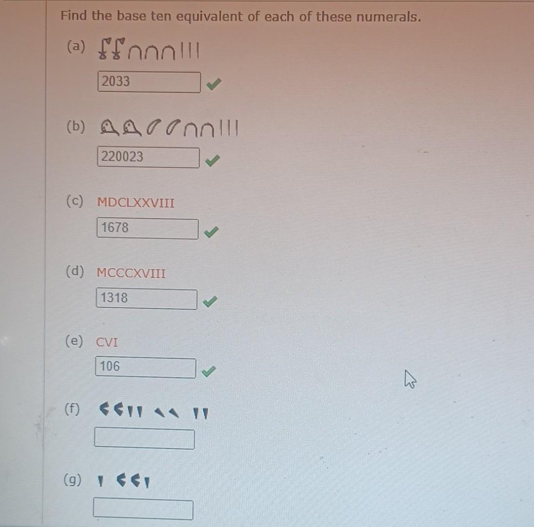 Solved Find the base ten equivalent of each of these | Chegg.com