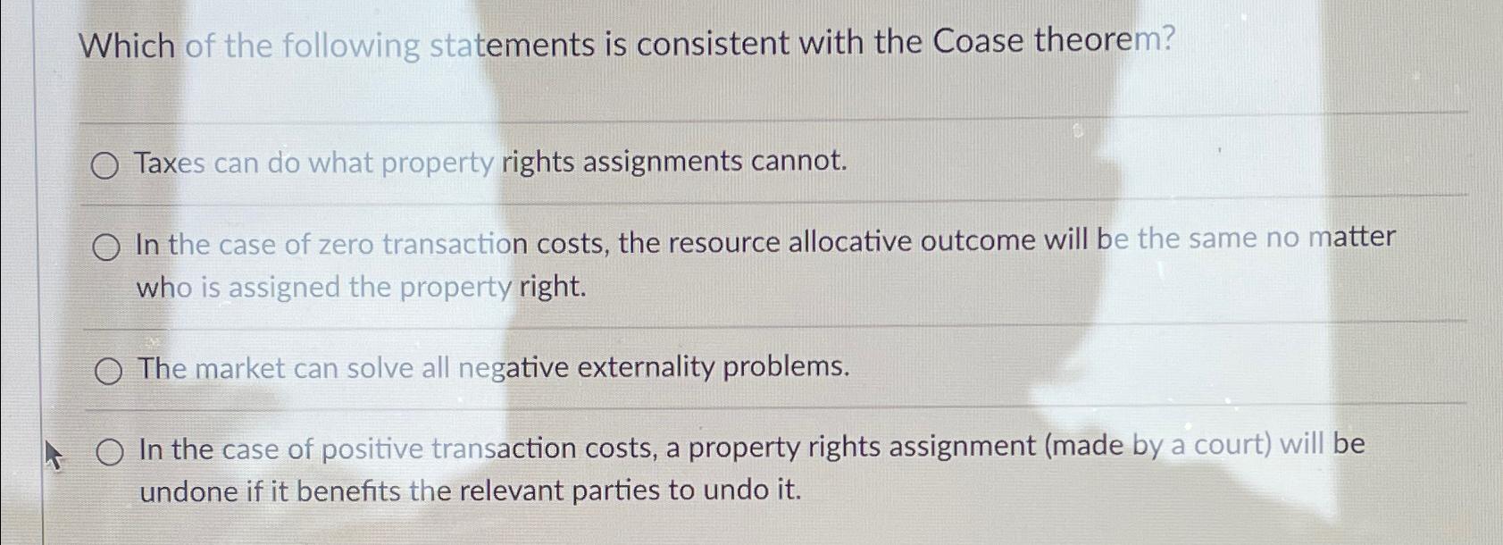 Solved Which of the following statements is consistent with | Chegg.com