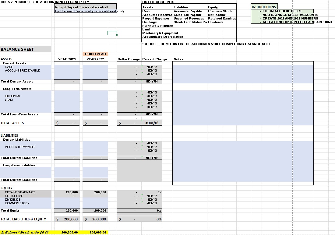 Solved Recreate and complete a balance sheet and income | Chegg.com