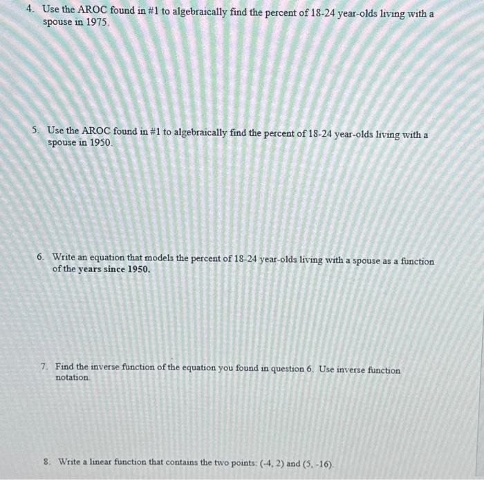 Solved 4. Use the AROC found in #1 to algebraically find the | Chegg.com