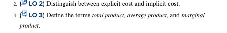 Solved (( ﻿LO 3) ﻿Define the terms total product, average | Chegg.com